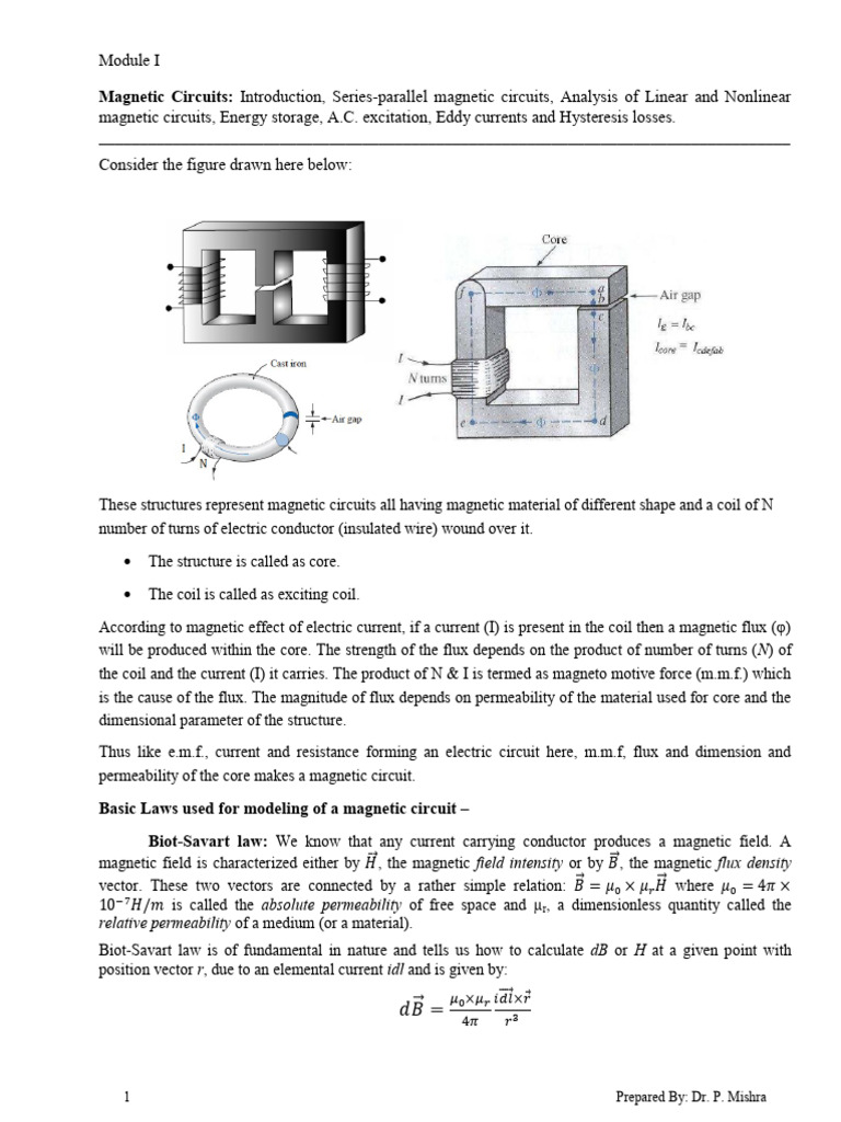 Magnetic Circuit Notes | PDF | Inductor | Inductance