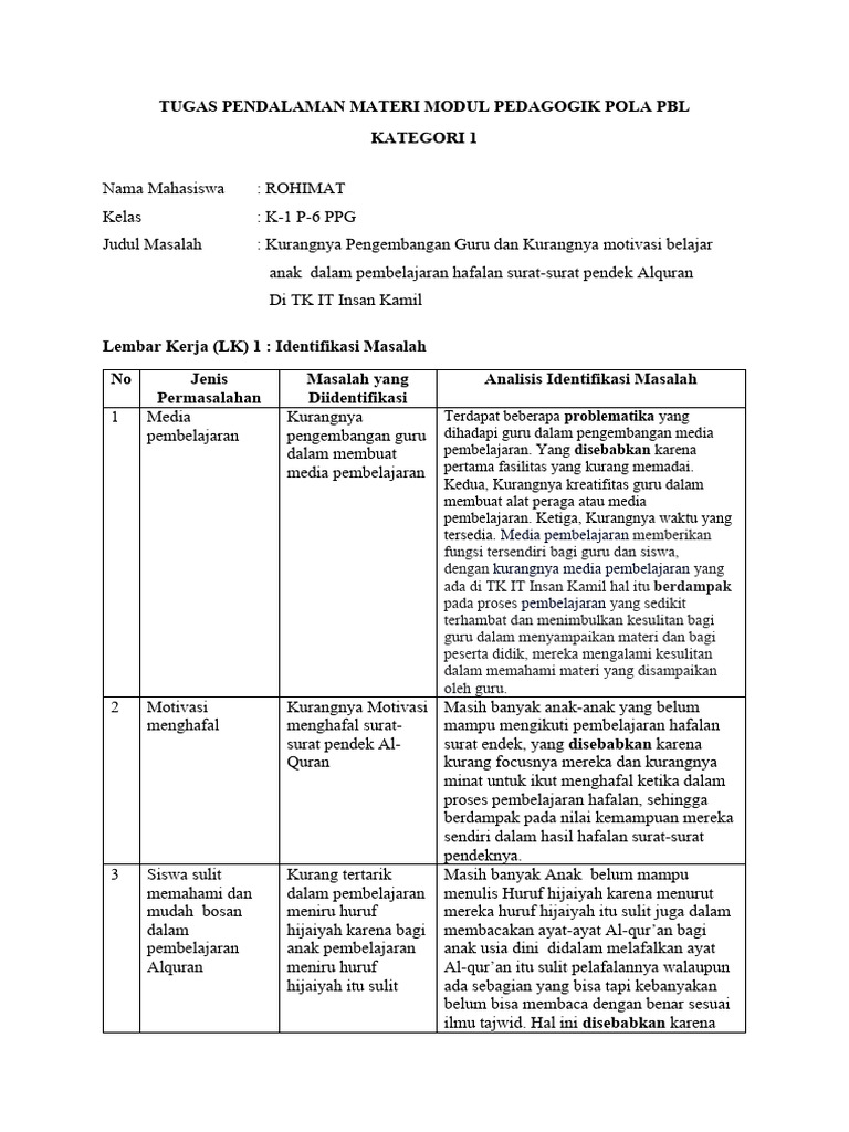 PBL LK 1 Modul 1 Pedagogik | PDF