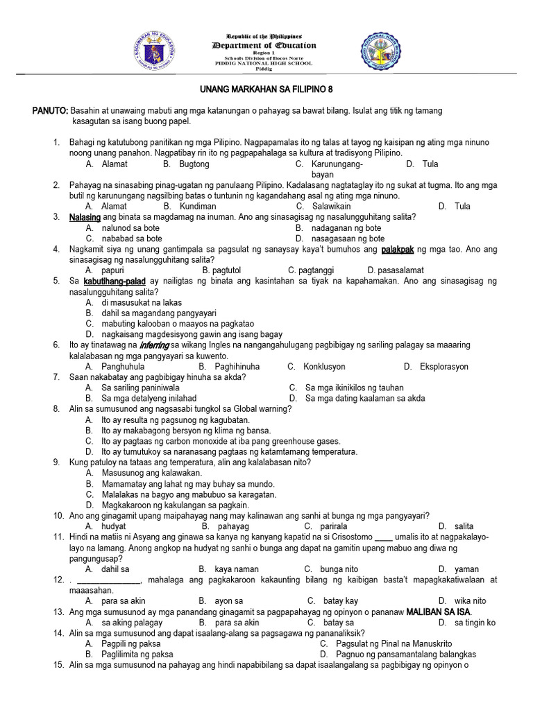 Filipino 8 | PDF