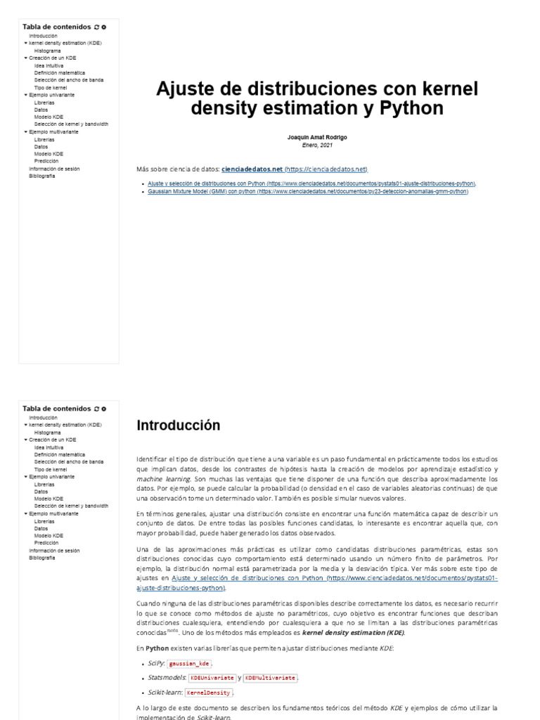Ajuste de Distribuciones Con Kernel Density Estimation KDE y Python | PDF | Estadísticas ...