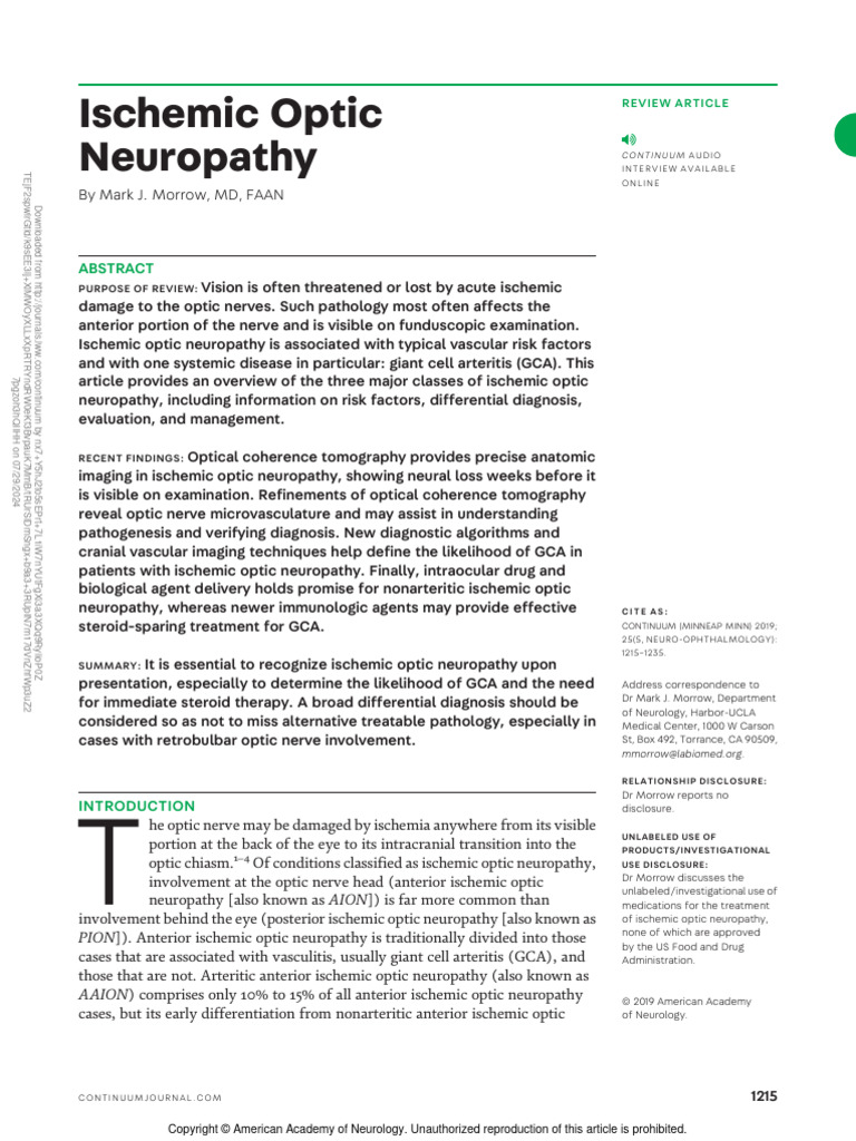 Ischemic Optic Neuropathy.5 | PDF | Retina | Ischemia