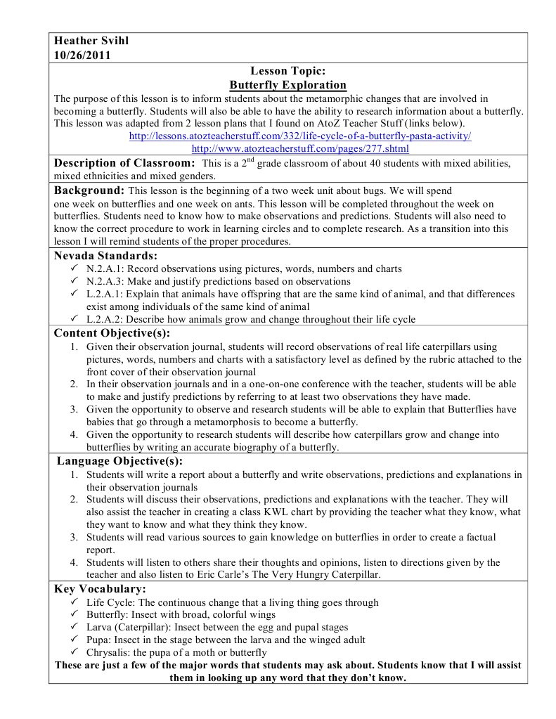 Life Cycle of A Butterfly Lesson Plan | PDF | Pupa | Butterfly