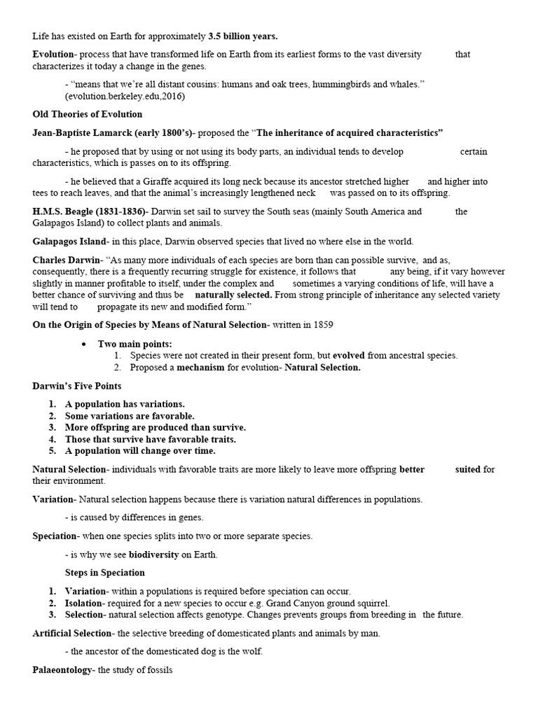 11 Earth and Life Science (Evolution) | PDF | Evolution | Natural Selection