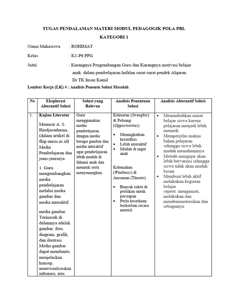 PBL LK 4 Modul 4 Pedagogik | PDF