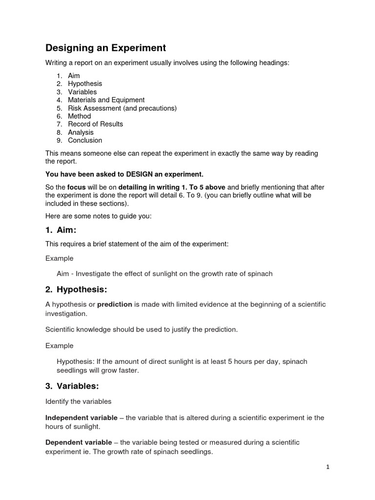 Designing An Experiment Supplement | PDF | Experiment | Hypothesis