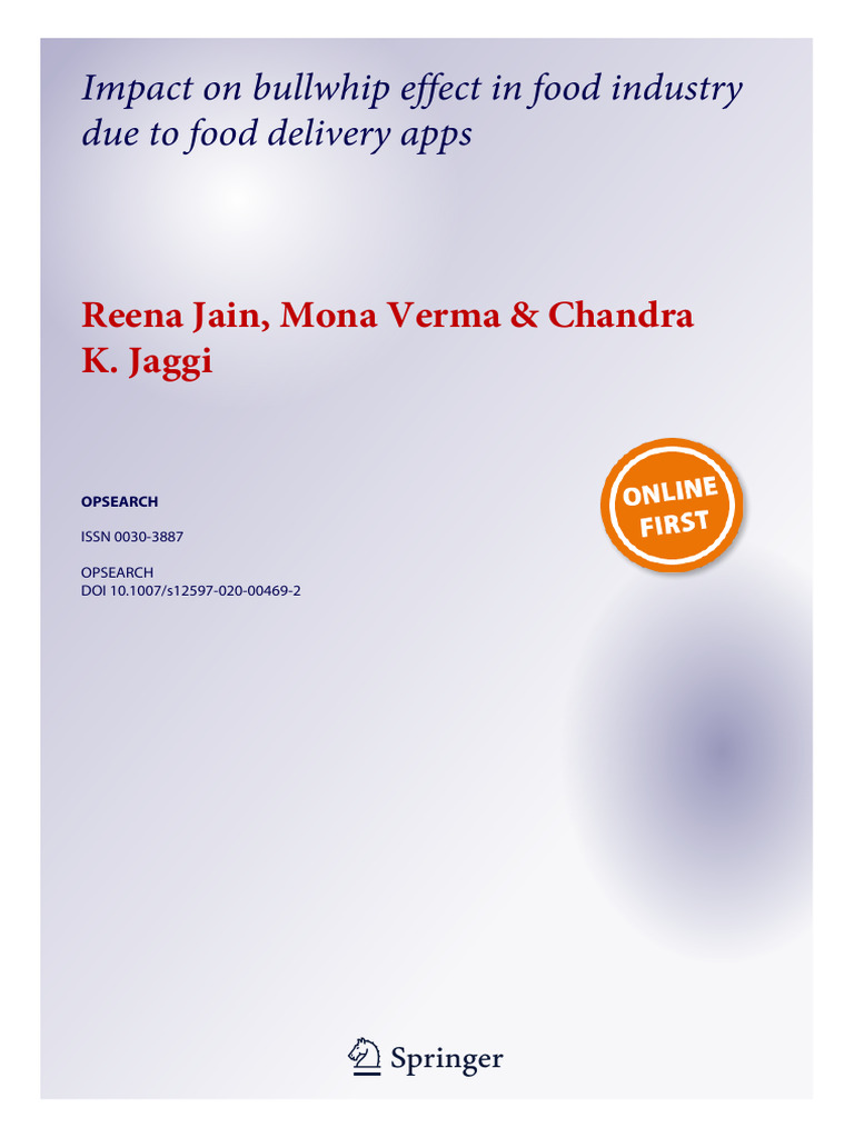 Impact On Bullwhip Effect in Food Industry Due To Food Delivery Apps ...