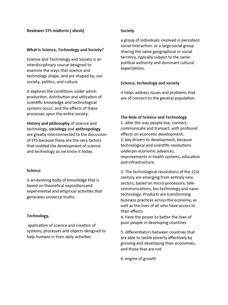 Reviewer STS Midterm | PDF | Science | Renaissance