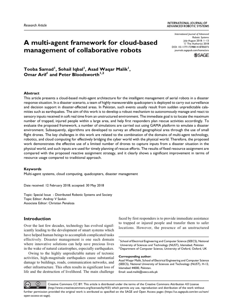 A Multi Agent Framework For Cloud Based Management Pdf Simulation Server Computing
