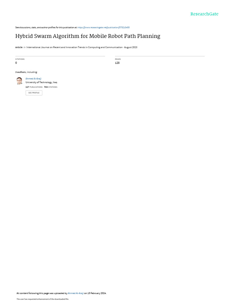 Hybrid Swarm Algorithmfor Mobile Robot Path Planning Pdf Mathematical Optimization Applied