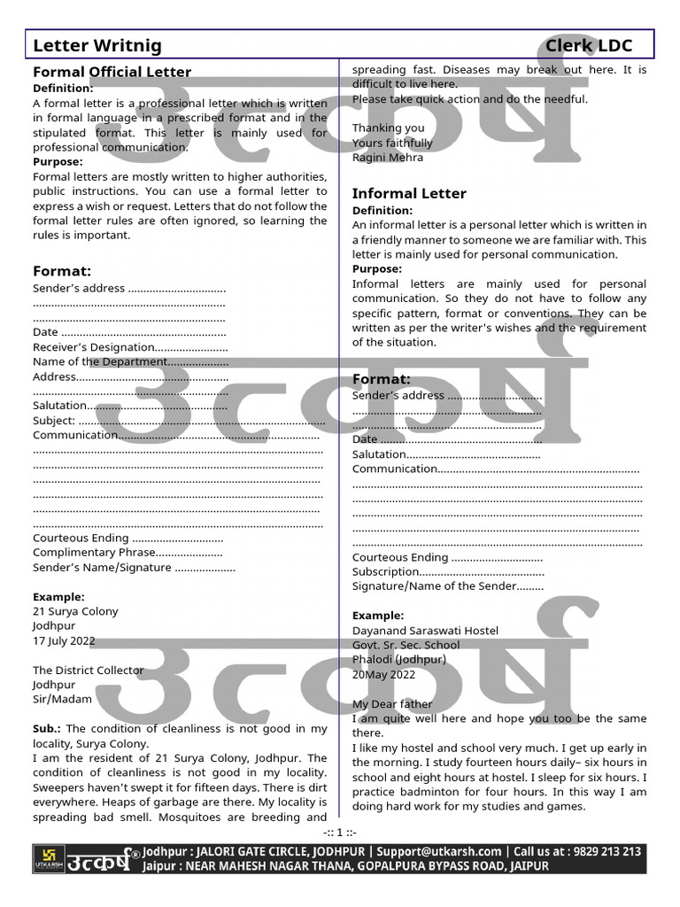 Classroom Material PDF Letter Writting (Notes) | PDF