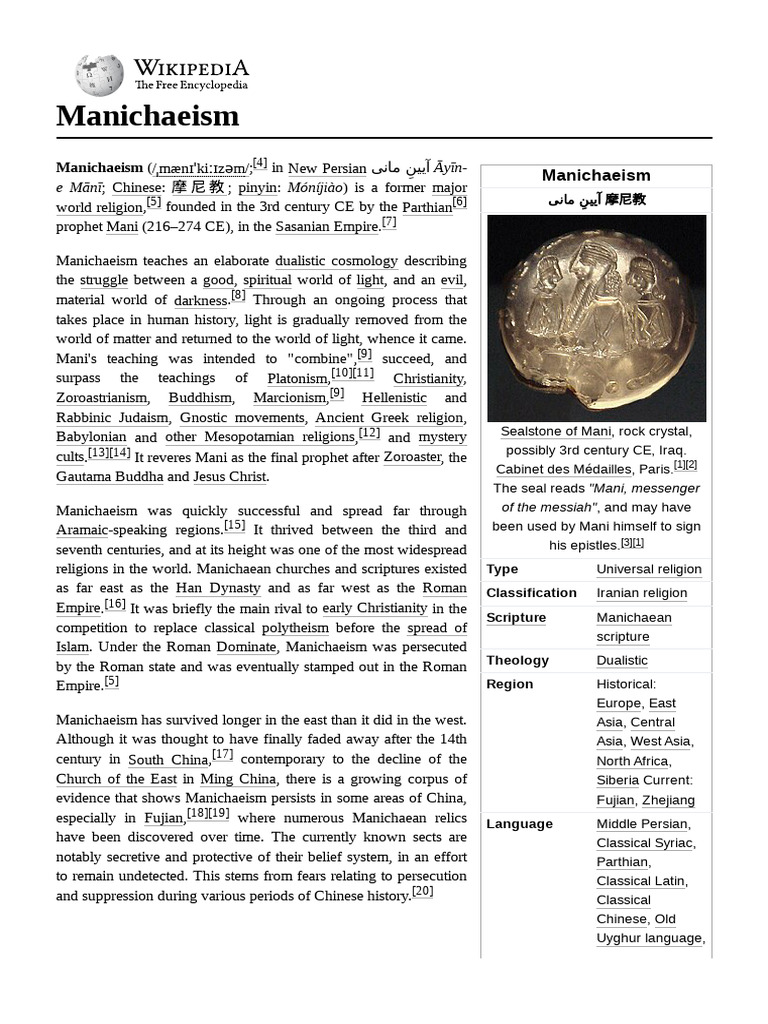 Manichaeism | PDF | Religious Belief And Doctrine