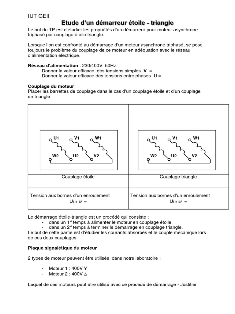 Démarrage Étoile-Triangle Moteur Triphasé | PDF | Électricité | Machine