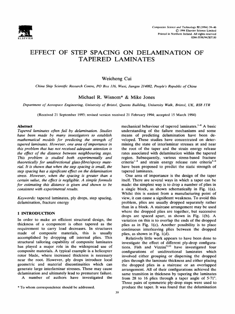 1994-Effect of Step Spacing On Delamination of Tapered Laminates | PDF ...