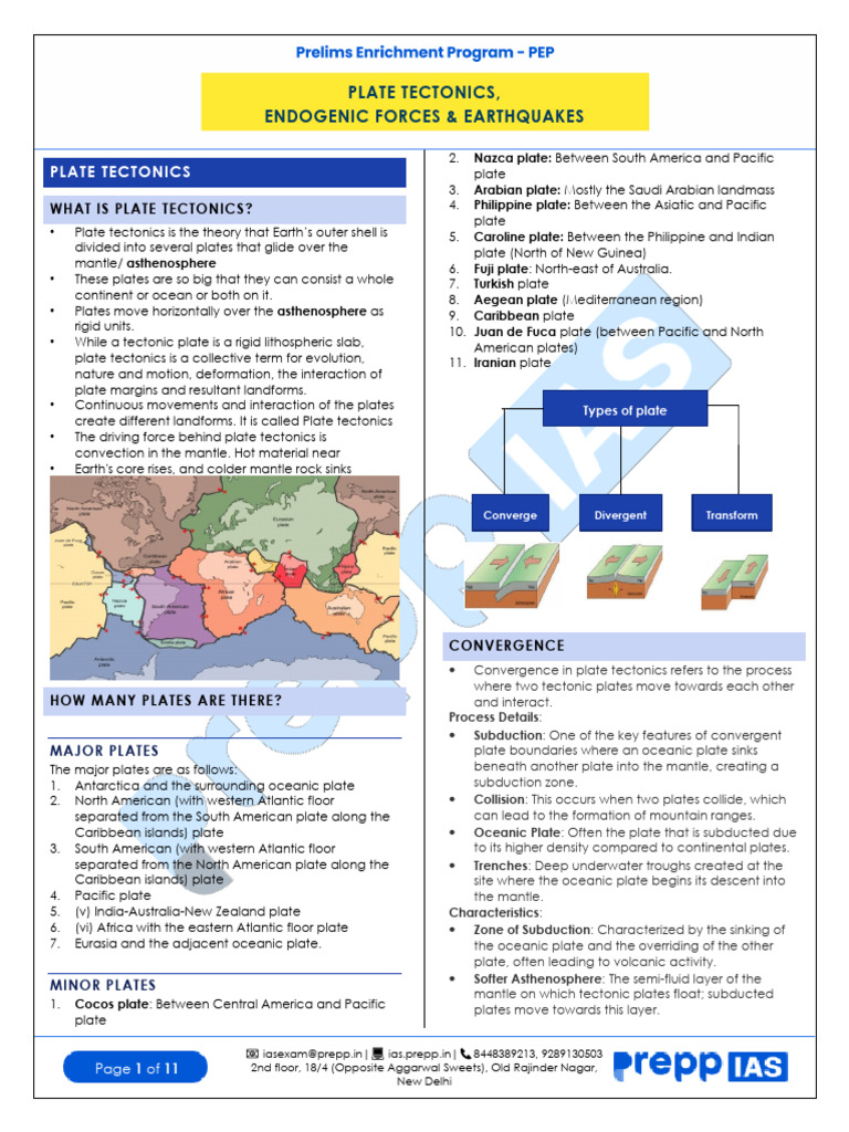 Plate Tectonics & Endogenic Forces & Earthquakes | PDF | Plate ...
