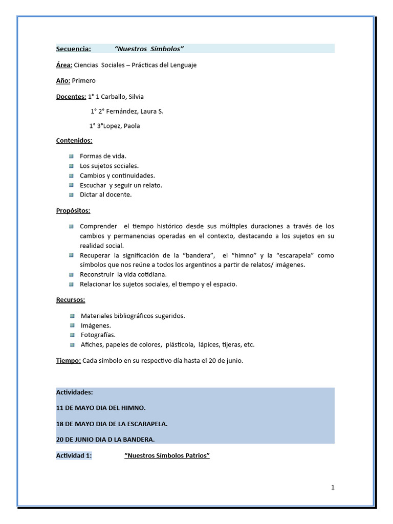 Secuencia Nuestros Simbolos | PDF
