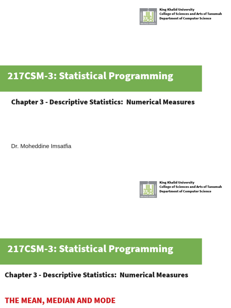 217 - Chapter 3 - Descriptive Statistics - Numerical Measures | PDF ...