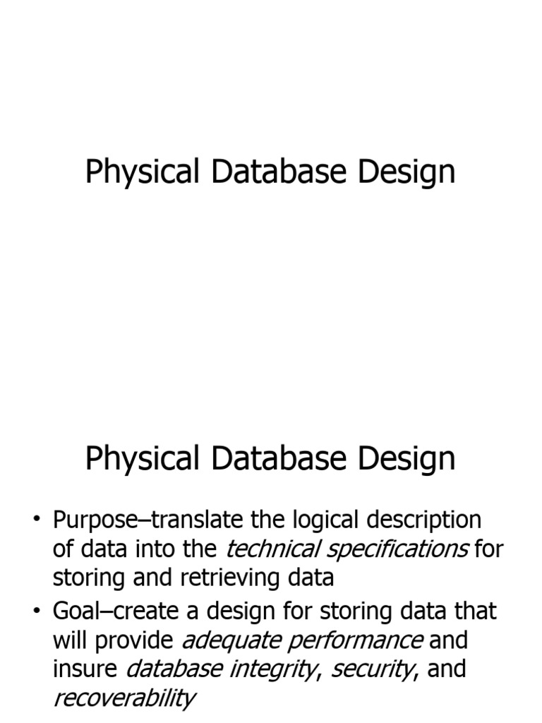 Chapter 5 Physical Database Design | PDF | Database Index | Databases Chapter 5 Physical Database Design | PDF | Database Index | Databases