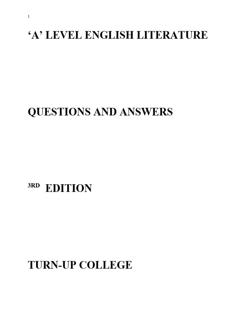 'A' Level Literature in English 2013 - 2016 A Level | PDF