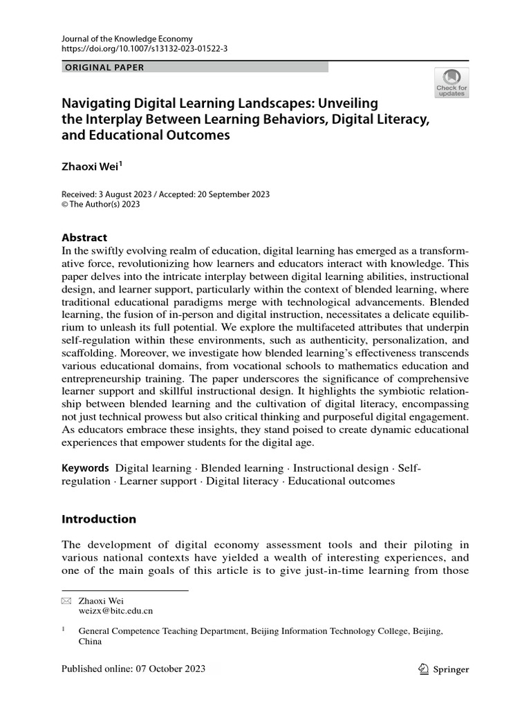 Navigating Digital Learning Landscapes Unveiling The Interplay Between Learning Behaviors ...
