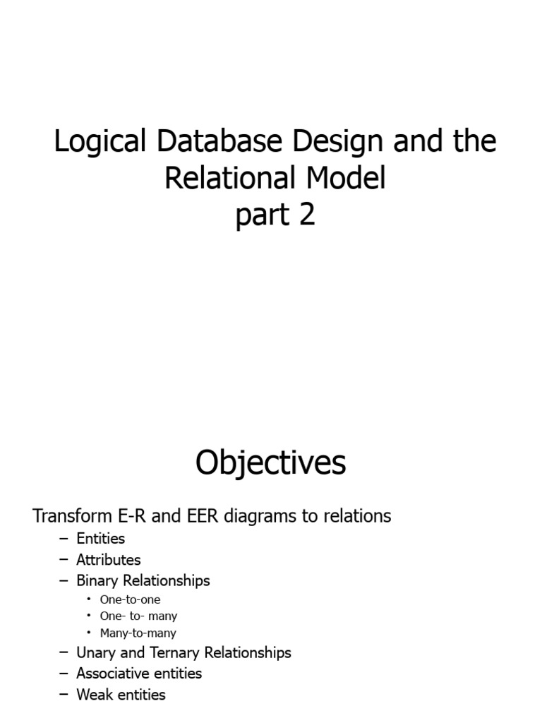 Chapter 4 Logical Database Design and The Relational Model Part | PDF | Database Design ...
