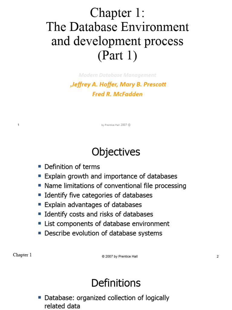 Chapter 1 The Database Environment and Development Process (Part 1 ...
