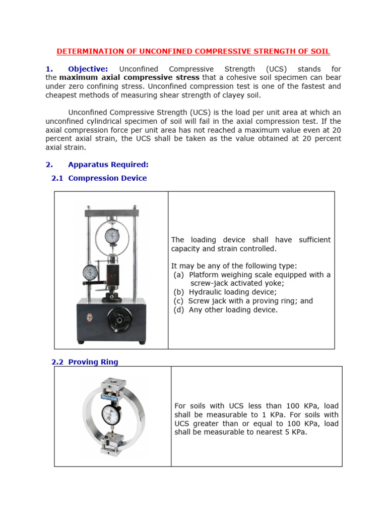 Unconfined Compression Test | PDF | Deformation (Engineering ...