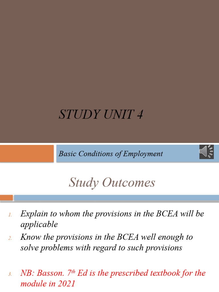 SU 4 - Basic Conditions of Employment Act | PDF | Overtime | Working Time