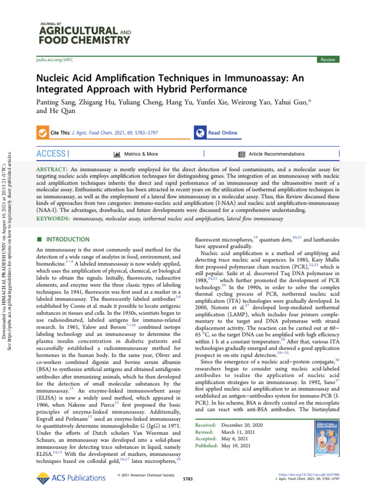 Review, Nucleic Acid Amplification Techniques in Immunoassay An ...