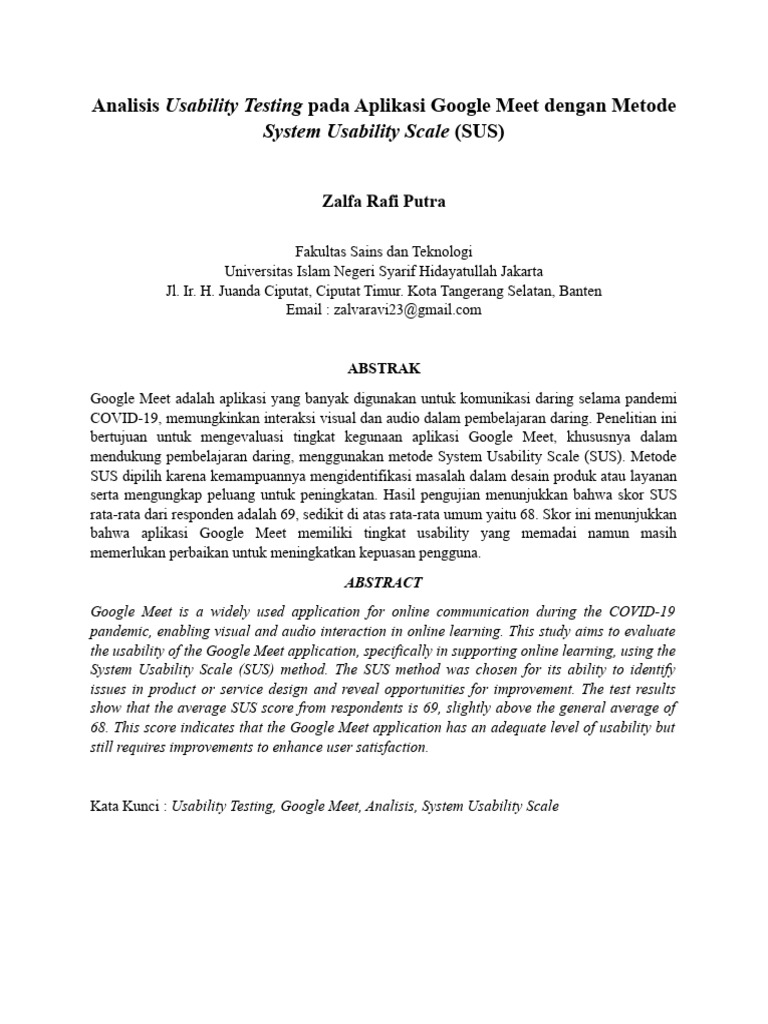 Analisis Usability Testing Pada Aplikasi Google Meet Dengan Metode ...
