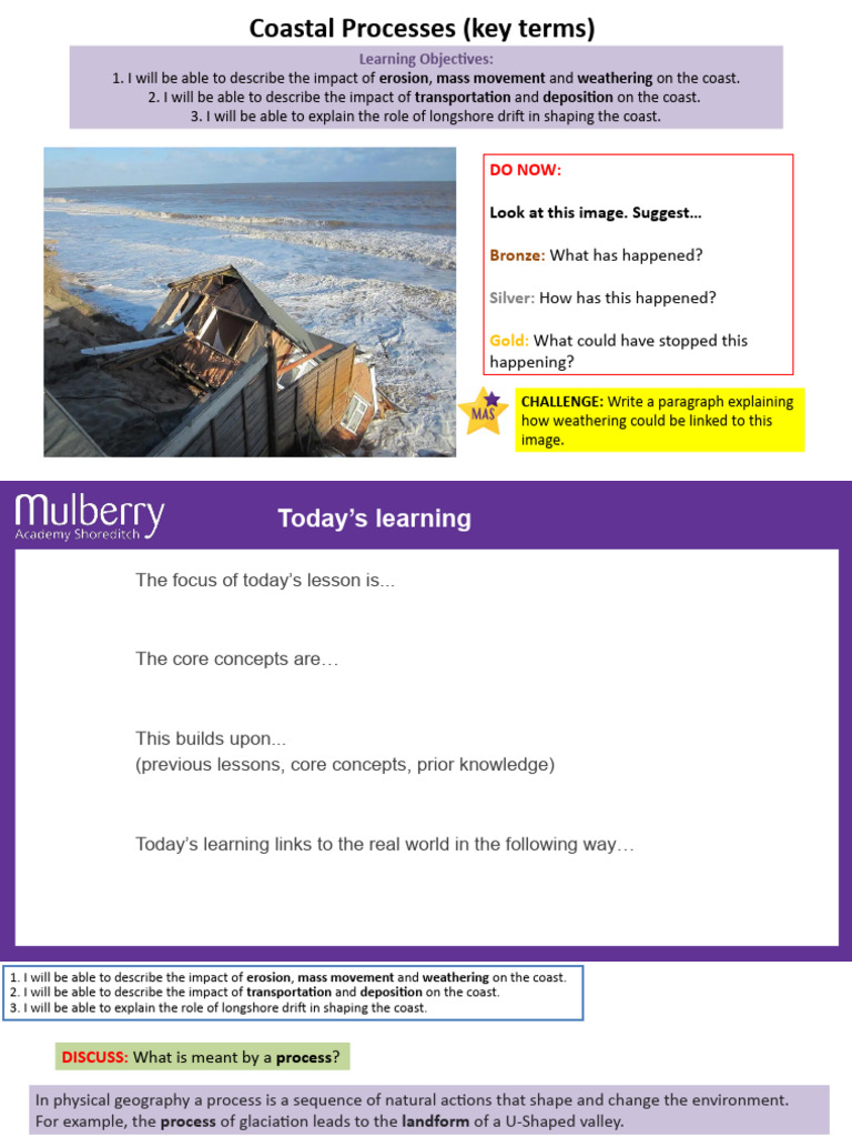 Coastal Erosion and Weathering Processes | PDF | Erosion | Beach