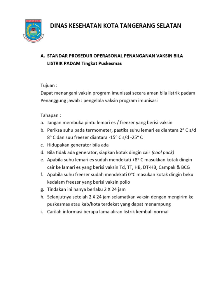 SOP Listrik Padam | PDF | Sains & Matematika | Teknologi & Rekayasa