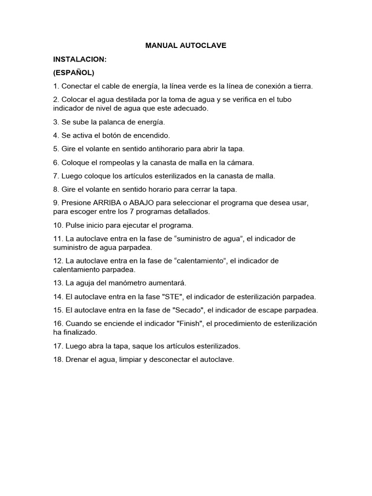 Manual Autoclave Con Ingles | PDF Manual Autoclave Con Ingles | PDF