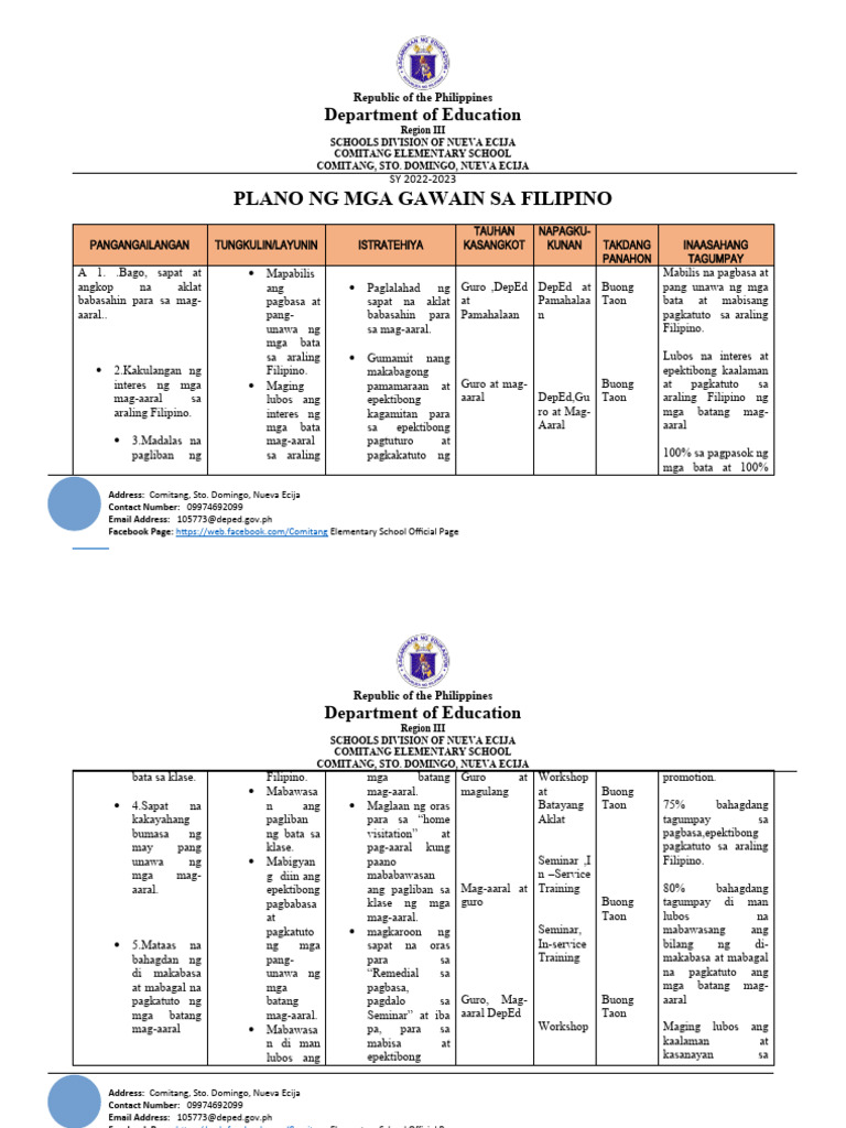 Action Plan in Filipino | PDF