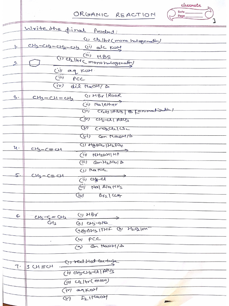 ORGANIC REACTION - Exercise | PDF
