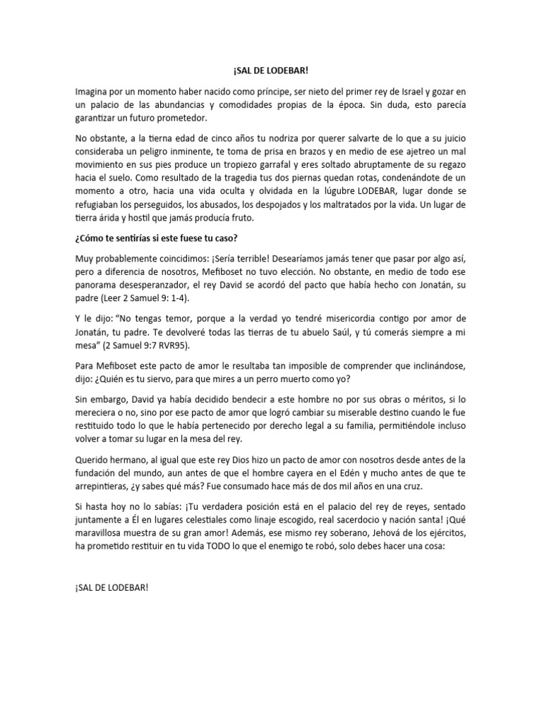 Sal de Lodebar Tema Libre | PDF | Amor | David