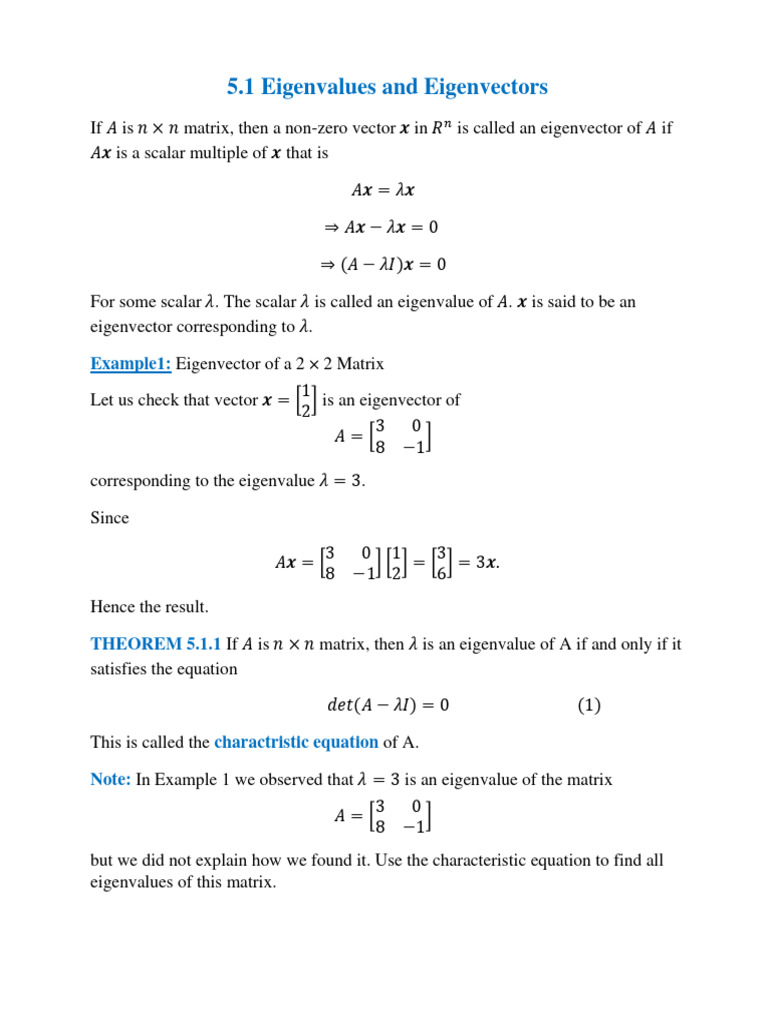 Eigenvalues and Eigenvectors | PDF | Eigenvalues And Eigenvectors | Matrix (Mathematics)