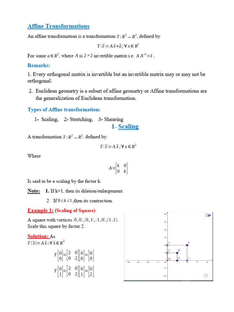 Affine Transformations | PDF | Cartesian Coordinate System | Equations