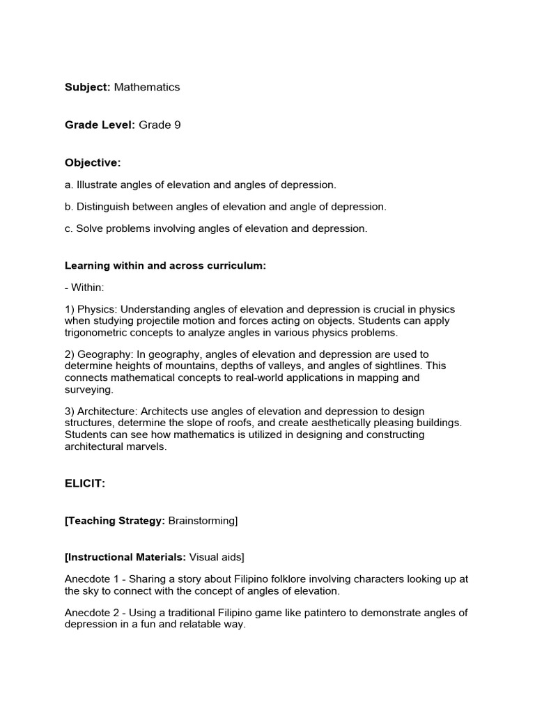 Lesson Plan | PDF | Trigonometry | Trigonometric Functions