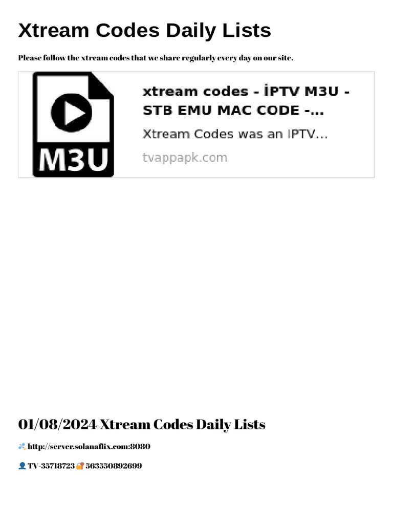 Xtream Codes Daily Lists | PDF