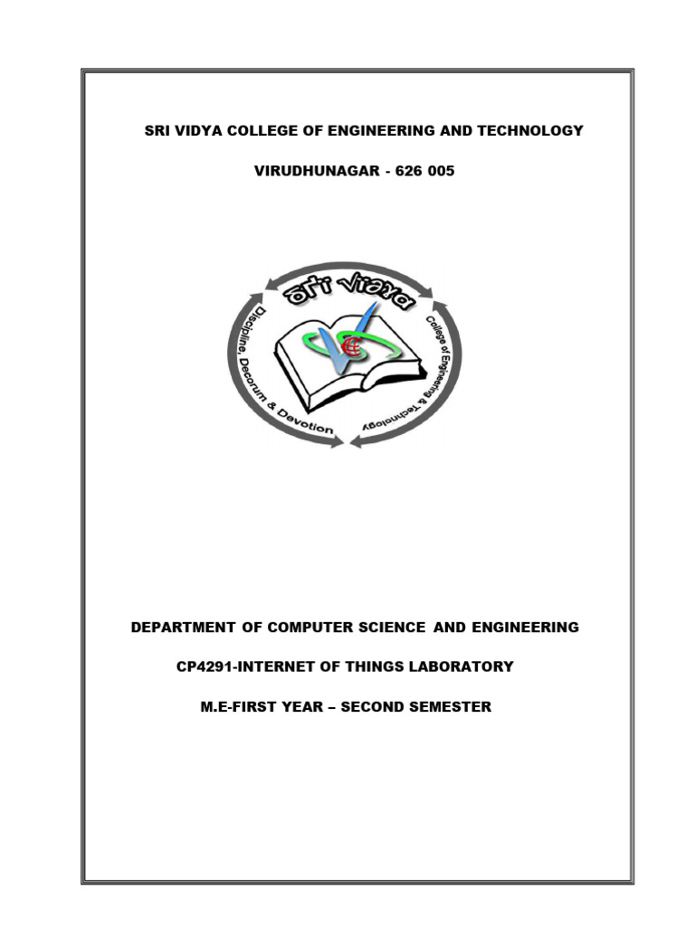 CP4291 IOT LAb MANUAL Final | PDF | Arduino | Computer Engineering