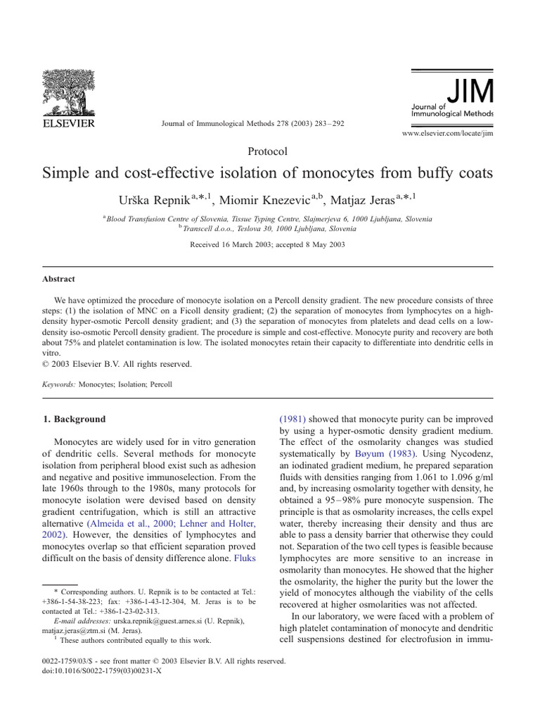 PBMC and Monocyte From Percoll | PDF | Monocyte | Flow Cytometry