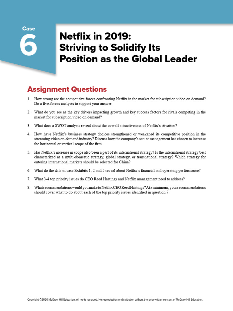 Case 06 Netflix Assignment Questions | PDF