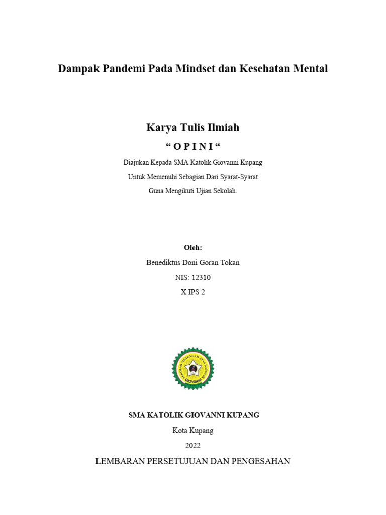 Dampak Pandemi Pada Mindset Dan Kesehatan Mental | PDF
