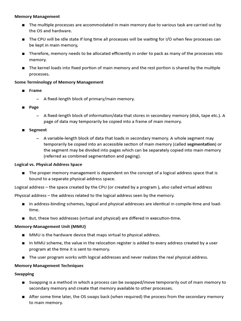 Memory Management | PDF | Computer File | Computer Data Storage