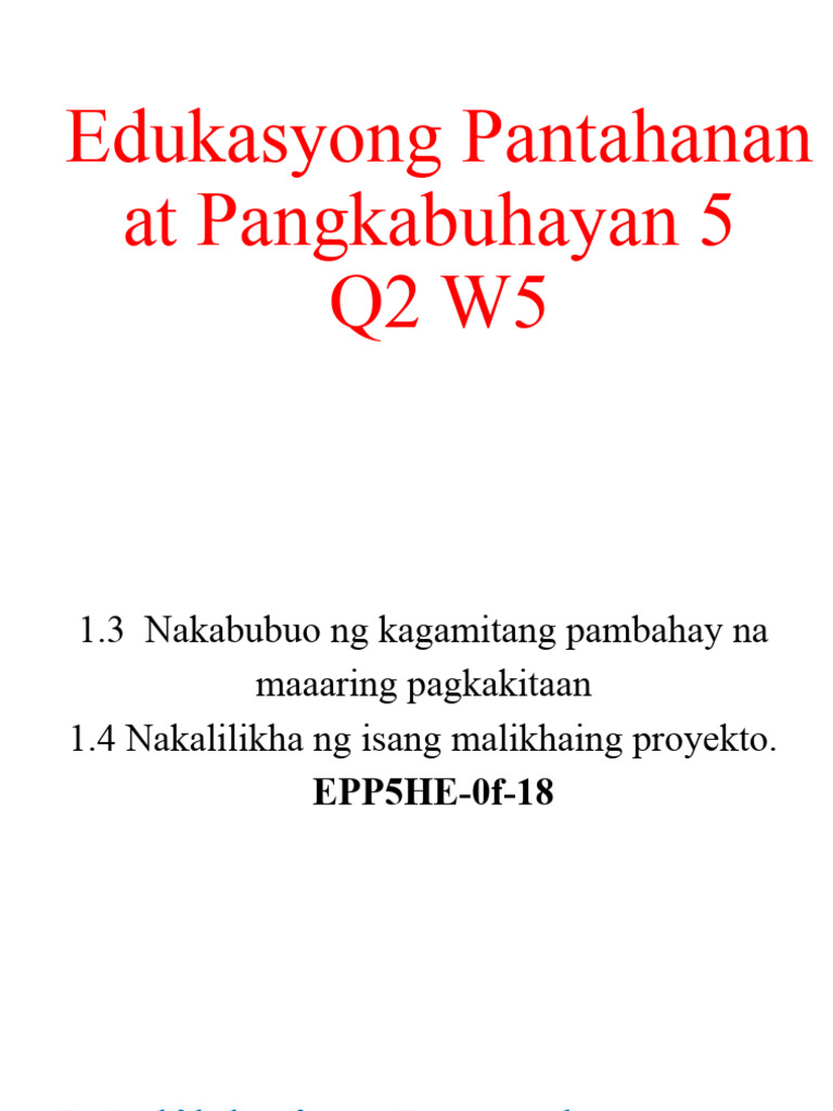 Edukasyong Pantahanan at Pangkabuhayan 5 | PDF