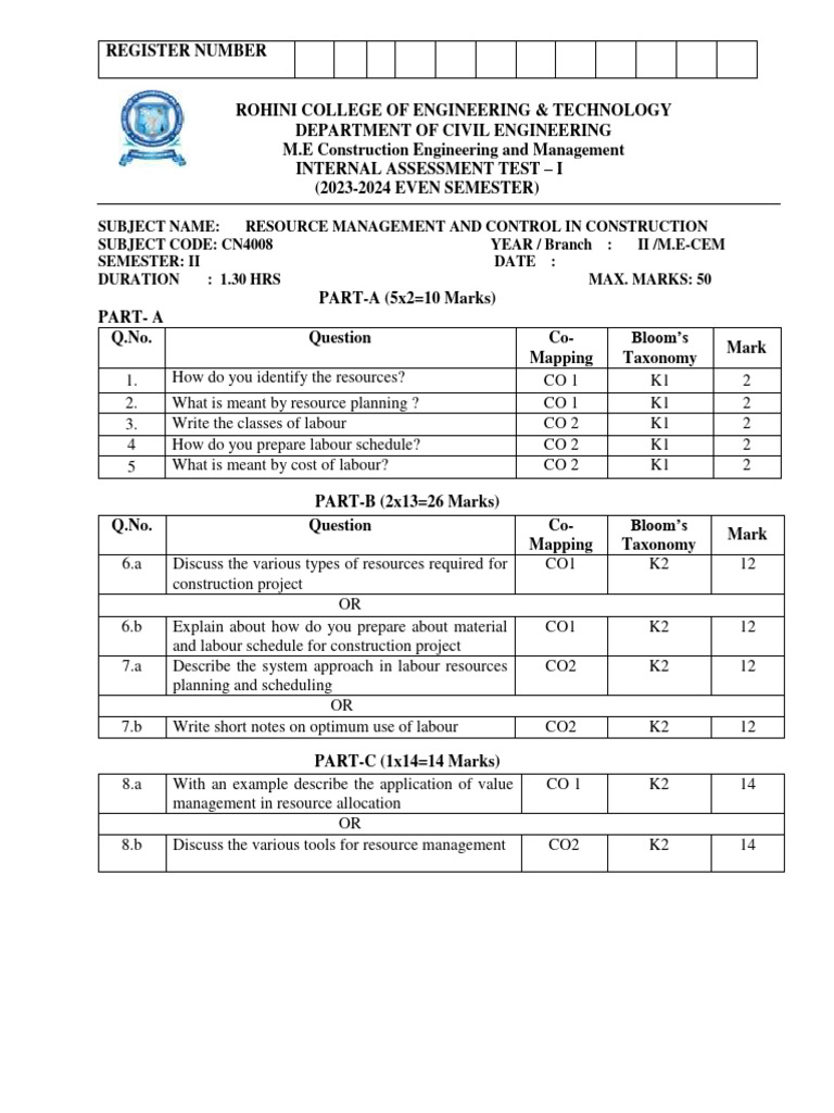 Cn4008-Resource Management and Control in Construction | PDF