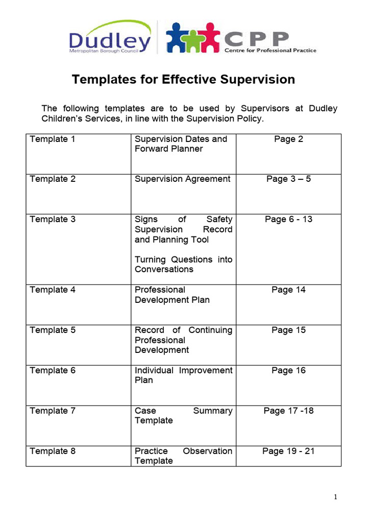 Templates For Effective Supervision | PDF | Professional Development ...