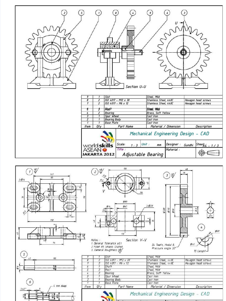 PDF Adjustable Bearing Mechanical Engineering Design Cad Compress | PDF