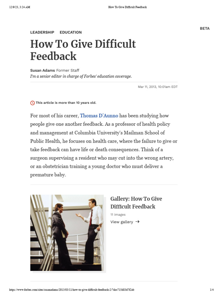 How To Give Difficult Feedback | PDF | Racism | Discrimination & Race ...