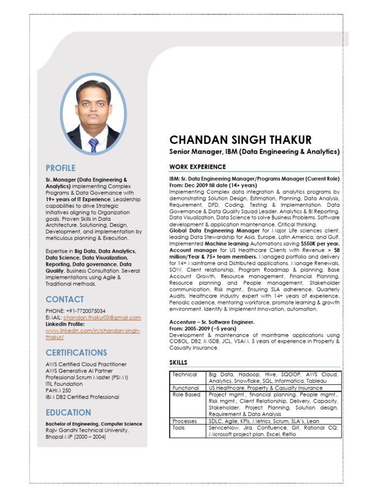 SR Project Manager - Chandan Singh Thakur | PDF | Ibm Db2 | Cloud Computing